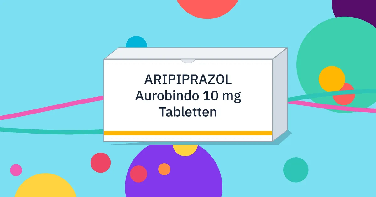Symbolbild: Packung mit der Aufschrift ARIPIPRAZOL Aurobindo 10 mg Tabletten (PZN 11295903) – Verfügbarkeit und Bezug in Apotheken in Frankfurt am Main