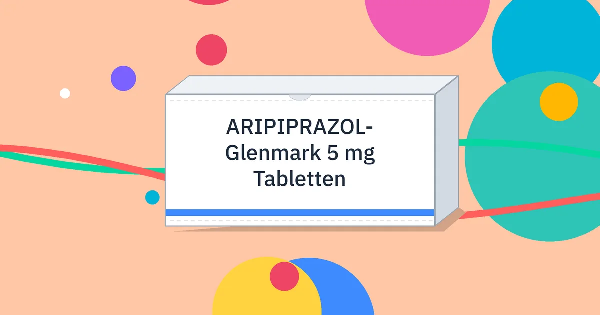Symbolbild: Packung mit der Aufschrift ARIPIPRAZOL-Glenmark 5 mg Tabletten (PZN 17279029) – Verfügbarkeit und Bezug in Apotheken in Frankfurt am Main