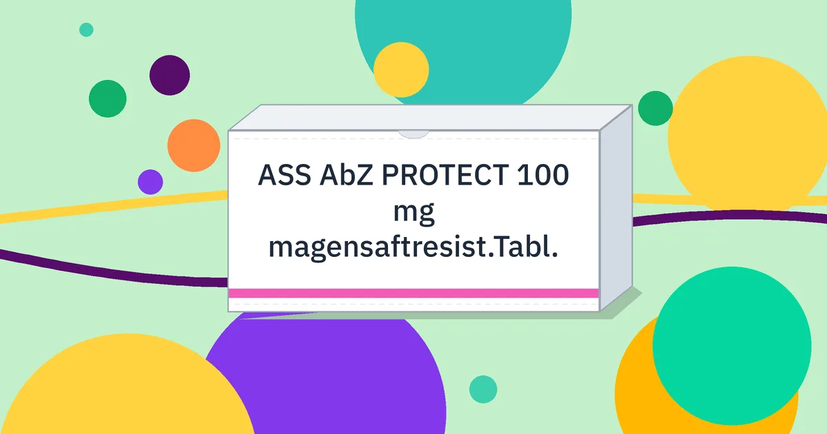 Symbolbild: Packung mit der Aufschrift ASS AbZ PROTECT 100 mg magensaftresist.Tabl. (PZN 01696788) – Verfügbarkeit und Bezug in Apotheken in Frankfurt am Main