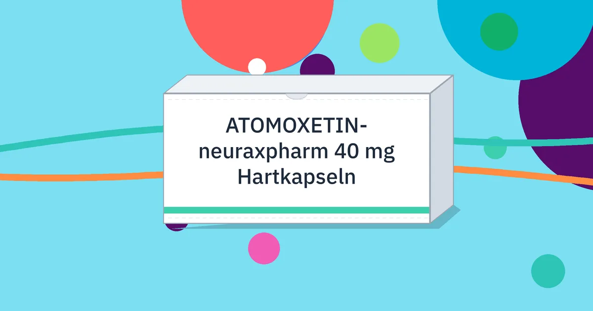 Symbolbild: Packung mit der Aufschrift ATOMOXETIN-neuraxpharm 40 mg Hartkapseln (PZN 14330267) – Verfügbarkeit und Bezug in Apotheken in Frankfurt am Main