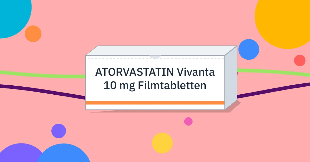 Symbolbild: Packung mit der Aufschrift ATORVASTATIN Vivanta 10 mg Filmtabletten (PZN 16663323) – Verfügbarkeit und Bezug in Apotheken in Frankfurt am Main