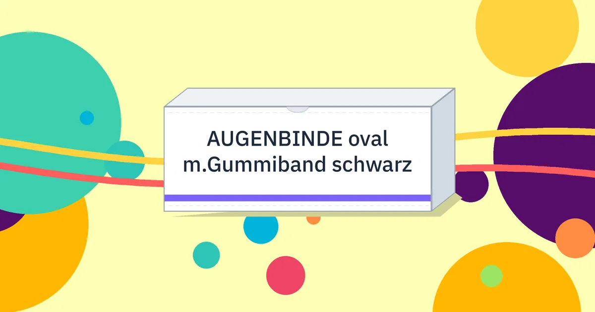 Symbolbild: Packung mit der Aufschrift AUGENBINDE oval m.Gummiband schwarz (PZN 04096818) – Verfügbarkeit und Bezug in Apotheken in Frankfurt am Main