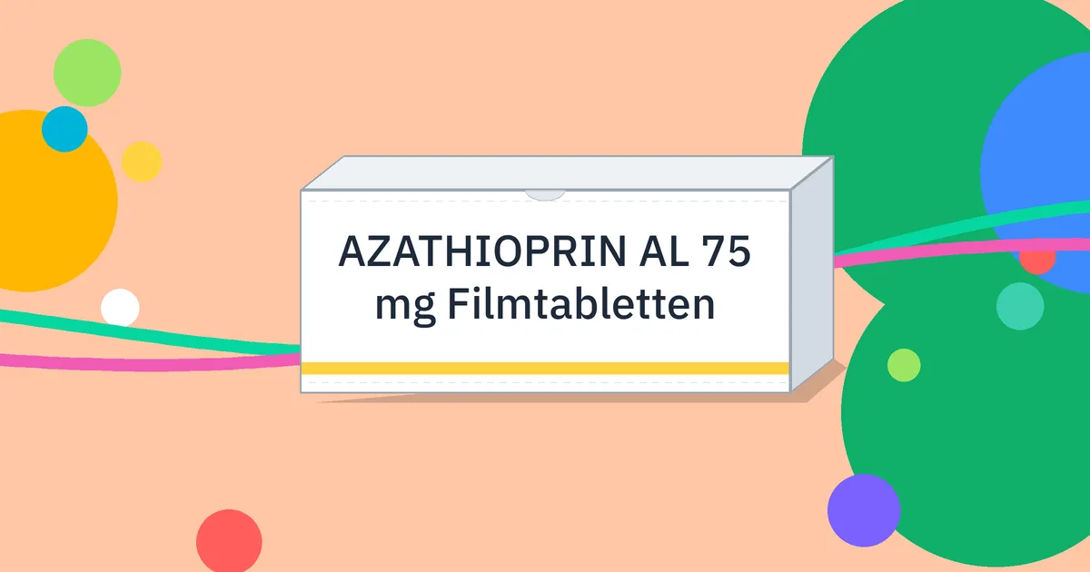 Symbolbild: Packung mit der Aufschrift AZATHIOPRIN AL 75 mg Filmtabletten (PZN 16654643) – Verfügbarkeit und Bezug in Apotheken in Frankfurt am Main