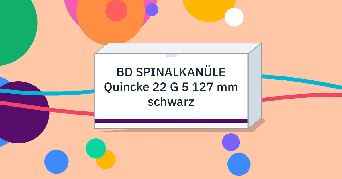 Symbolbild: Packung mit der Aufschrift BD SPINALKANÜLE Quincke 22 G 5 127 mm schwarz (PZN 18225768) – Verfügbarkeit und Bezug in Apotheken in Frankfurt am Main