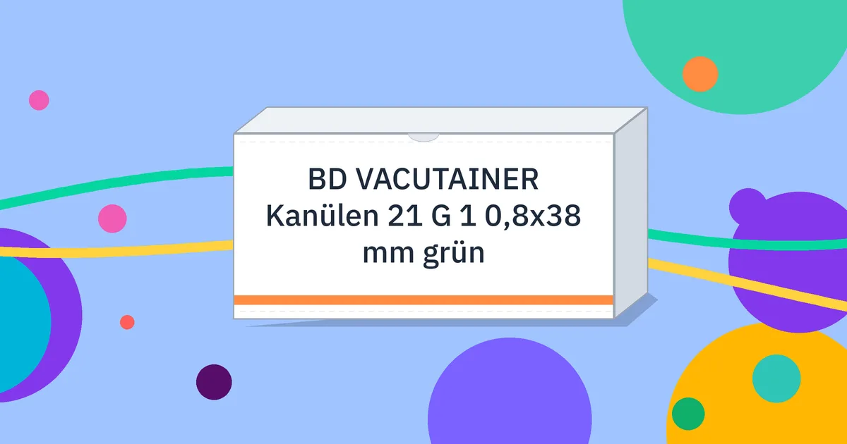 Symbolbild: Packung mit der Aufschrift BD VACUTAINER Kanülen 21 G 1 0,8x38 mm grün (PZN 00078924) – Verfügbarkeit und Bezug in Apotheken in Frankfurt am Main