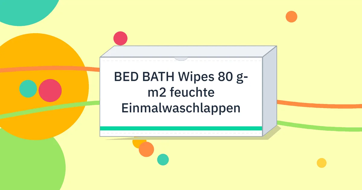 Symbolbild: Packung mit der Aufschrift BED BATH Wipes 80 g-m2 feuchte Einmalwaschlappen (PZN 11089782) – Verfügbarkeit und Bezug in Apotheken in Frankfurt am Main