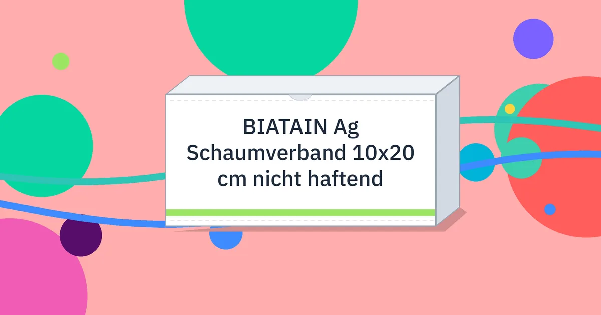 Symbolbild: Packung mit der Aufschrift BIATAIN Ag Schaumverband 10x20 cm nicht haftend (PZN 13975424) – Verfügbarkeit und Bezug in Apotheken in Frankfurt am Main