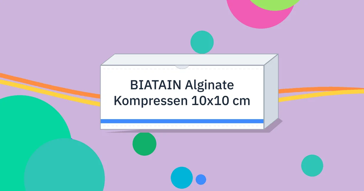 Symbolbild: Packung mit der Aufschrift BIATAIN Alginate Kompressen 10x10 cm (PZN 01406394) – Verfügbarkeit und Bezug in Apotheken in Frankfurt am Main