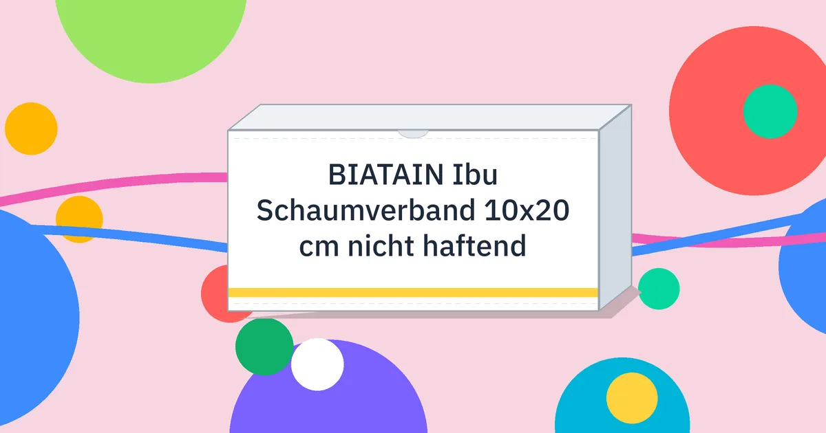 Symbolbild: Packung mit der Aufschrift BIATAIN Ibu Schaumverband 10x20 cm nicht haftend (PZN 01643237) – Verfügbarkeit und Bezug in Apotheken in Frankfurt am Main