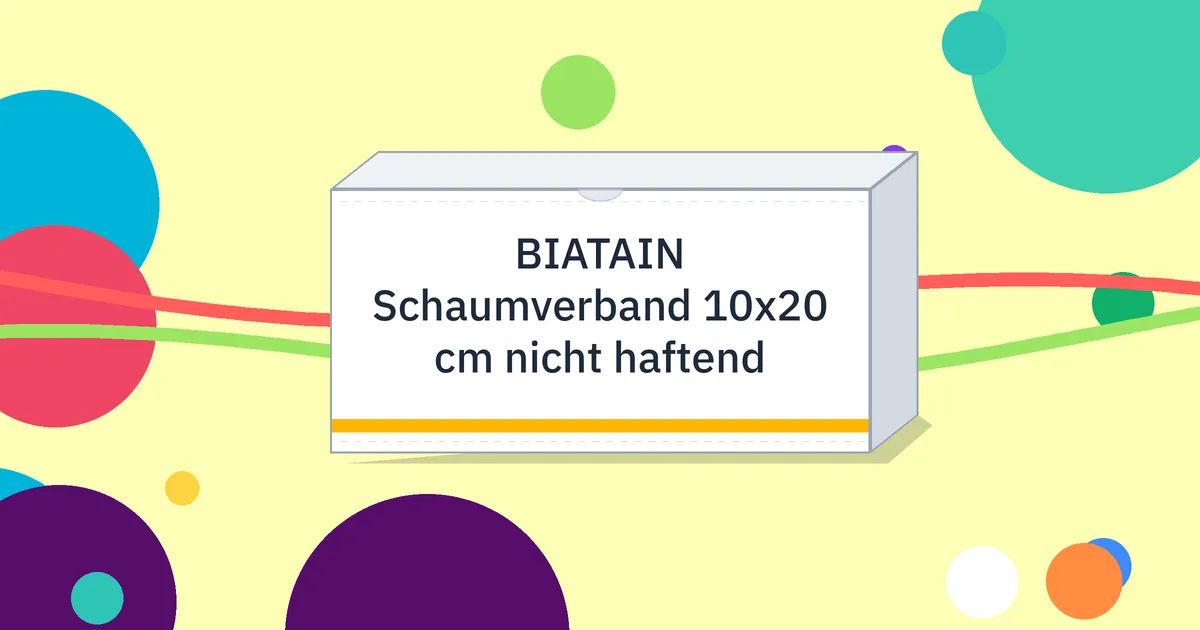 Symbolbild: Packung mit der Aufschrift BIATAIN Schaumverband 10x20 cm nicht haftend (PZN 13820791) – Verfügbarkeit und Bezug in Apotheken in Frankfurt am Main