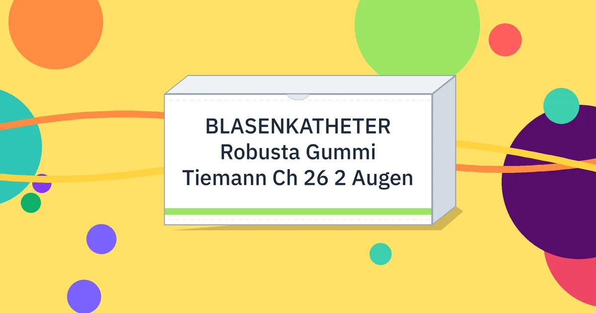 Symbolbild: Packung mit der Aufschrift BLASENKATHETER Robusta Gummi Tiemann Ch 26 2 Augen (PZN 09740572) – Verfügbarkeit und Bezug in Apotheken in Frankfurt am Main