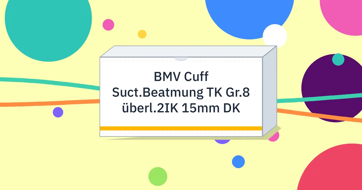 Symbolbild: Packung mit der Aufschrift BMV Cuff Suct.Beatmung TK Gr.8 überl.2IK 15mm DK (PZN 18383326) – Verfügbarkeit und Bezug in Apotheken in Frankfurt am Main