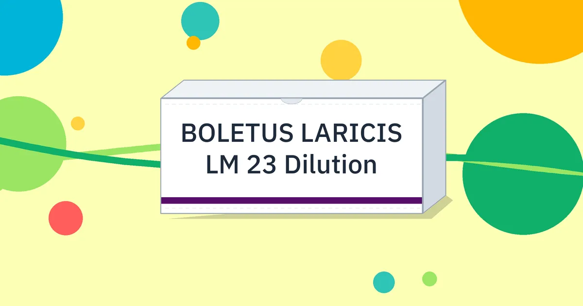 Symbolbild: Packung mit der Aufschrift BOLETUS LARICIS LM 23 Dilution (PZN 13391545) – Verfügbarkeit und Bezug in Apotheken in Frankfurt am Main