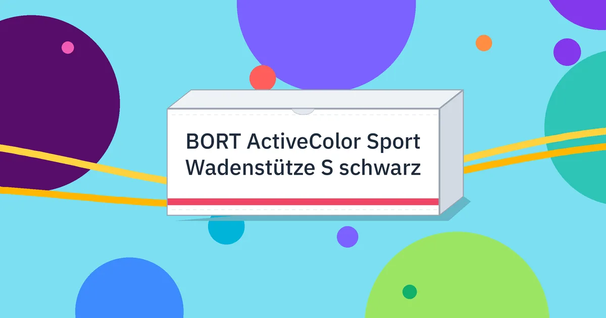 Symbolbild: Packung mit der Aufschrift BORT ActiveColor Sport Wadenstütze S schwarz (PZN 15256082) – Verfügbarkeit und Bezug in Apotheken in Frankfurt am Main