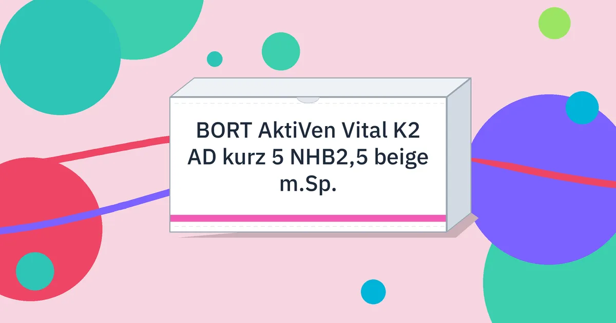 Symbolbild: Packung mit der Aufschrift BORT AktiVen Vital K2 AD kurz 5 NHB2,5 beige m.Sp. (PZN 17499191) – Verfügbarkeit und Bezug in Apotheken in Frankfurt am Main