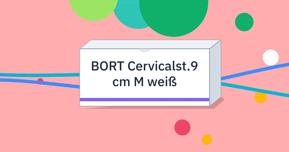 Symbolbild: Packung mit der Aufschrift BORT Cervicalst.9 cm M weiß (PZN 02687774) – Verfügbarkeit und Bezug in Apotheken in Frankfurt am Main