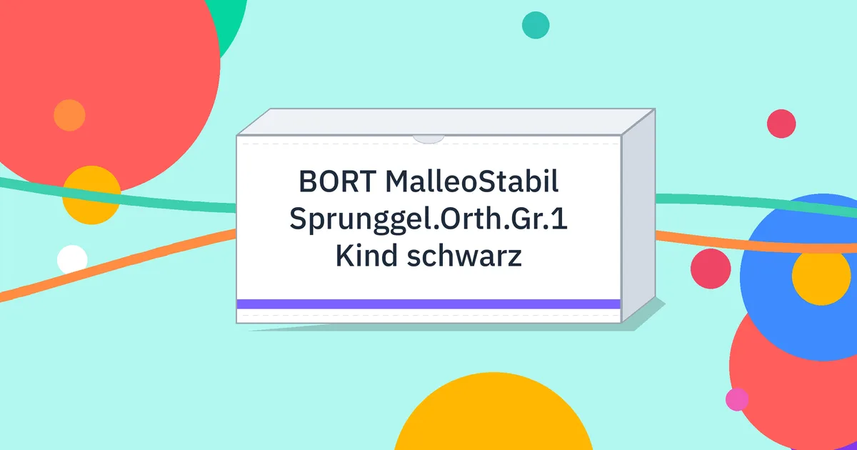 Symbolbild: Packung mit der Aufschrift BORT MalleoStabil Sprunggel.Orth.Gr.1 Kind schwarz (PZN 09444023) – Verfügbarkeit und Bezug in Apotheken in Frankfurt am Main