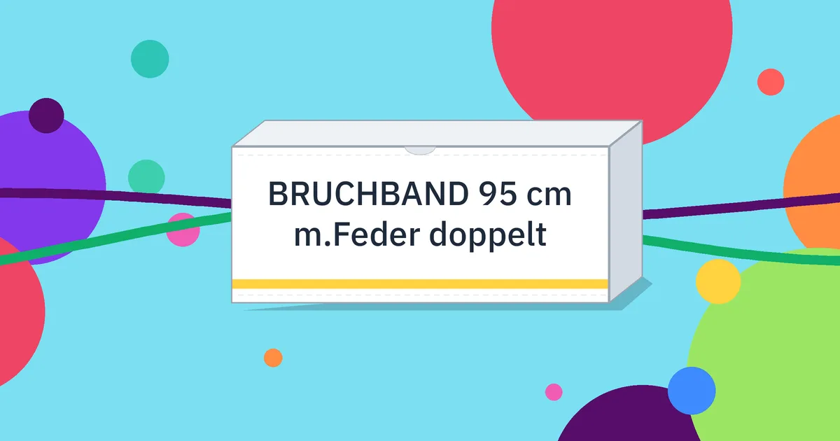 Symbolbild: Packung mit der Aufschrift BRUCHBAND 95 cm m.Feder doppelt (PZN 01725426) – Verfügbarkeit und Bezug in Apotheken in Frankfurt am Main