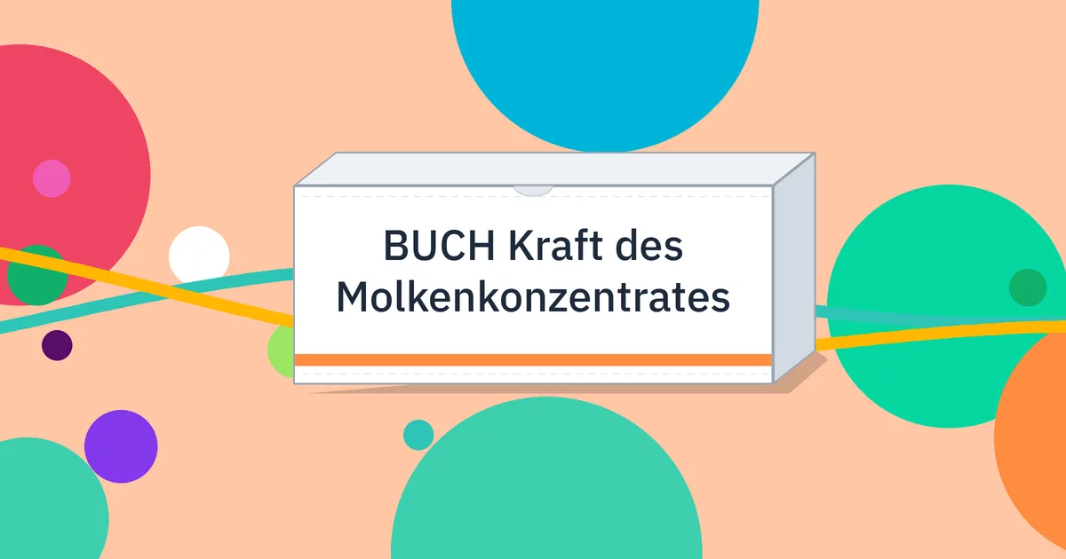 Symbolbild: Packung mit der Aufschrift BUCH Kraft des Molkenkonzentrates (PZN 02841809) – Verfügbarkeit und Bezug in Apotheken in Frankfurt am Main