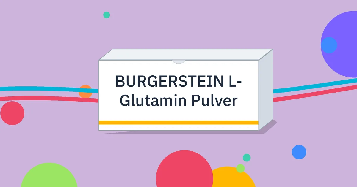 Symbolbild: Packung mit der Aufschrift BURGERSTEIN L-Glutamin Pulver (PZN 20107243) – Verfügbarkeit und Bezug in Apotheken in Frankfurt am Main