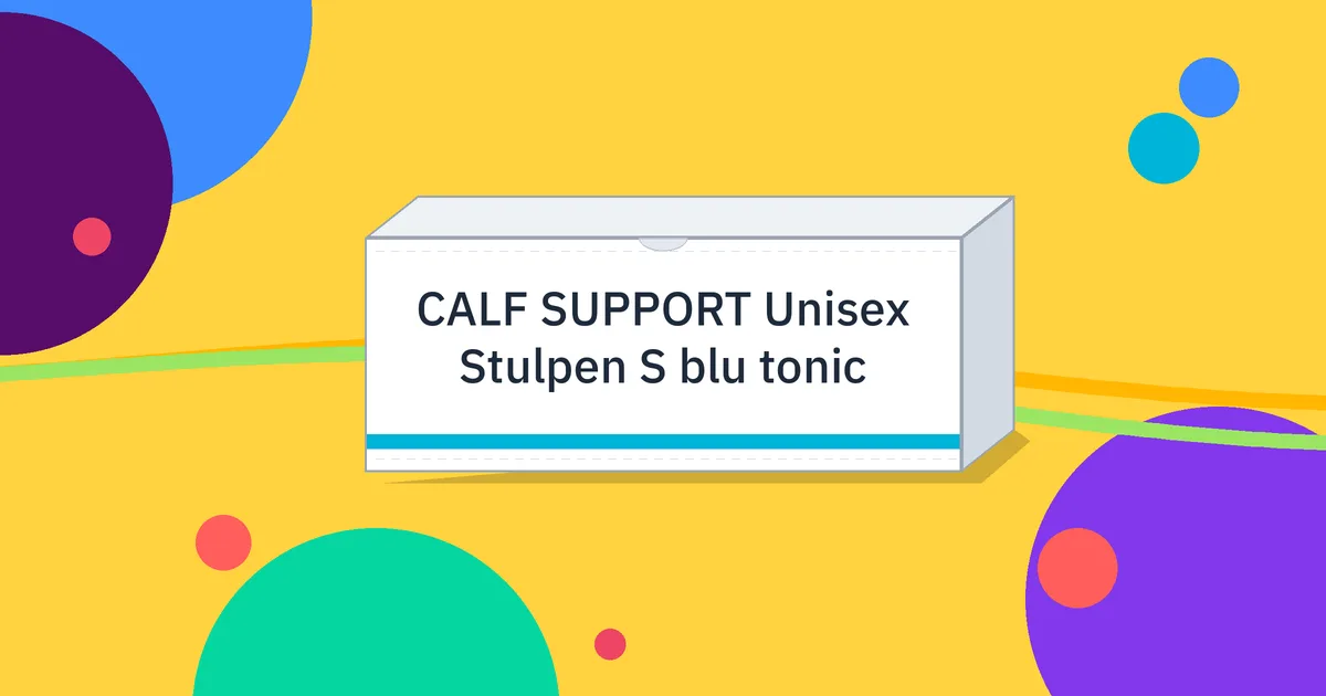 Symbolbild: Packung mit der Aufschrift CALF SUPPORT Unisex Stulpen S blu tonic (PZN 16195230) – Verfügbarkeit und Bezug in Apotheken in Frankfurt am Main