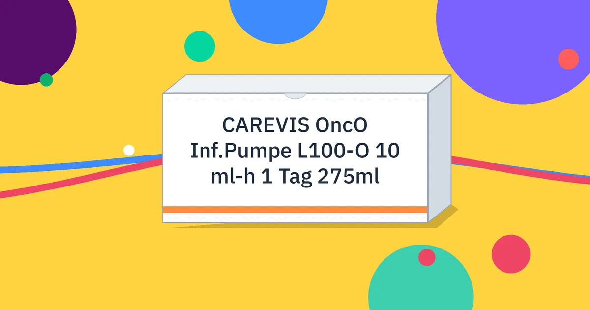 Symbolbild: Packung mit der Aufschrift CAREVIS OncO Inf.Pumpe L100-O 10 ml-h 1 Tag 275ml (PZN 17397817) – Verfügbarkeit und Bezug in Apotheken in Frankfurt am Main