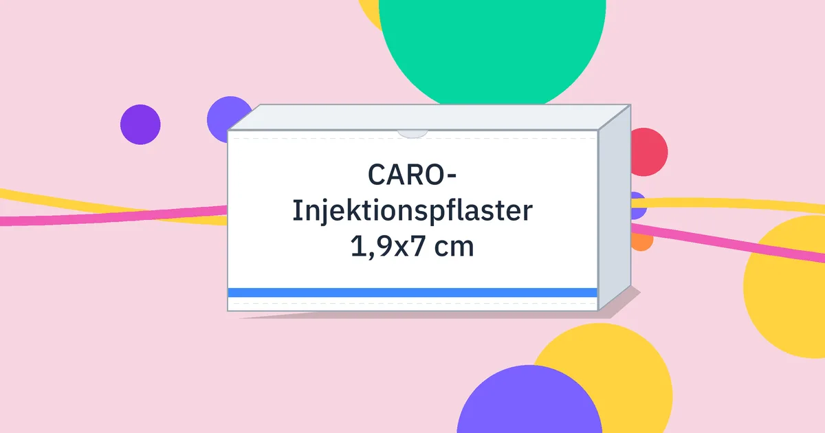 Symbolbild: Packung mit der Aufschrift CARO-Injektionspflaster 1,9x7 cm (PZN 11670471) – Verfügbarkeit und Bezug in Apotheken in Frankfurt am Main