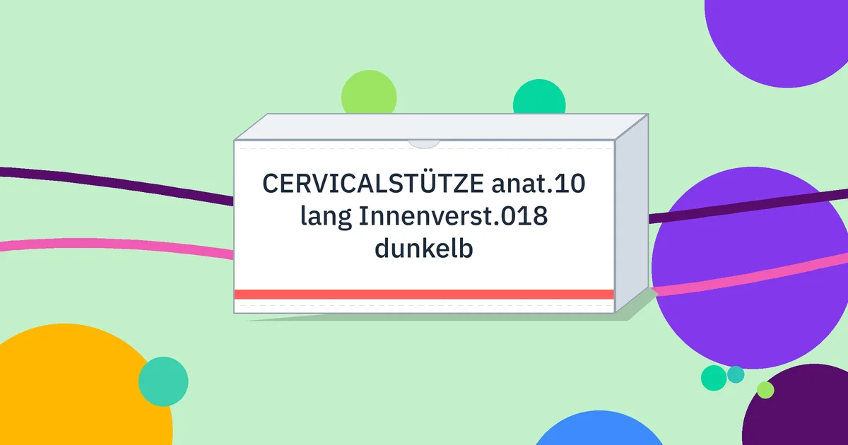 Symbolbild: Packung mit der Aufschrift CERVICALSTÜTZE anat.10 lang Innenverst.018 dunkelb (PZN 08895108) – Verfügbarkeit und Bezug in Apotheken in Frankfurt am Main