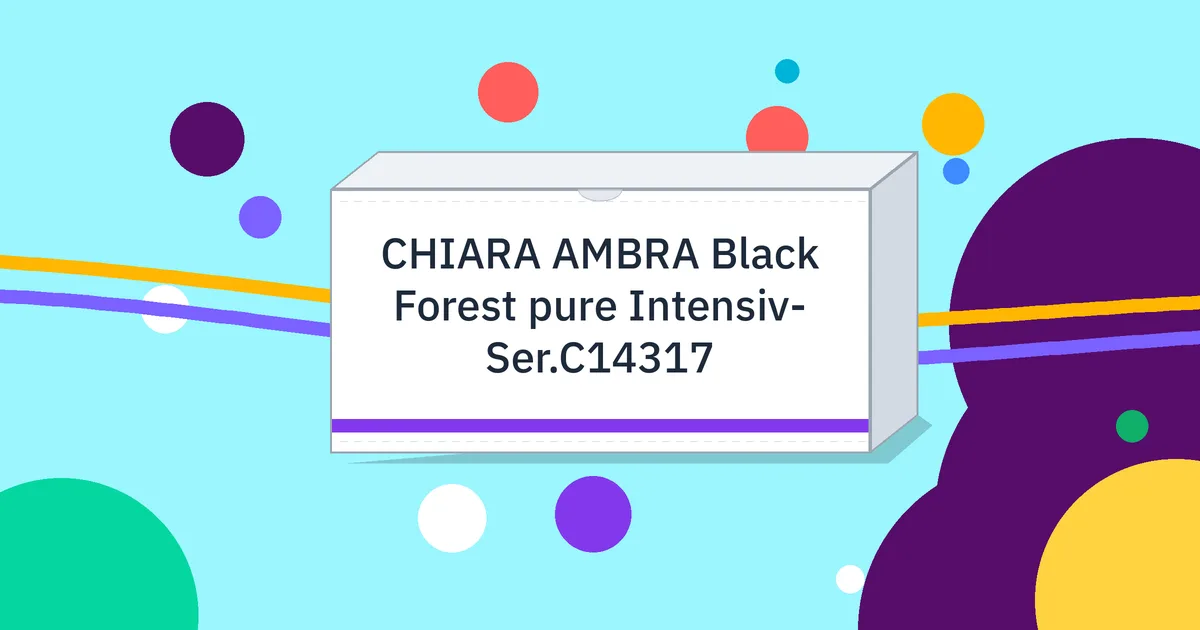 Symbolbild: Packung mit der Aufschrift CHIARA AMBRA Black Forest pure Intensiv-Ser.C14317 (PZN 09948367) – Verfügbarkeit und Bezug in Apotheken in Frankfurt am Main