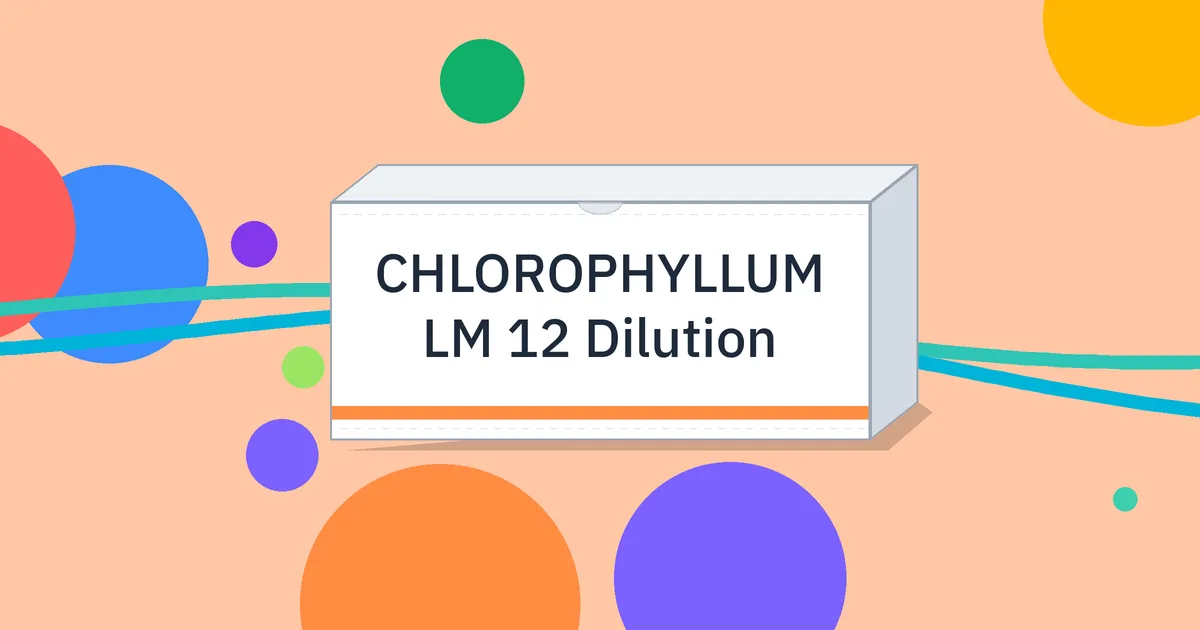 Symbolbild: Packung mit der Aufschrift CHLOROPHYLLUM LM 12 Dilution (PZN 13445011) – Verfügbarkeit und Bezug in Apotheken in Frankfurt am Main