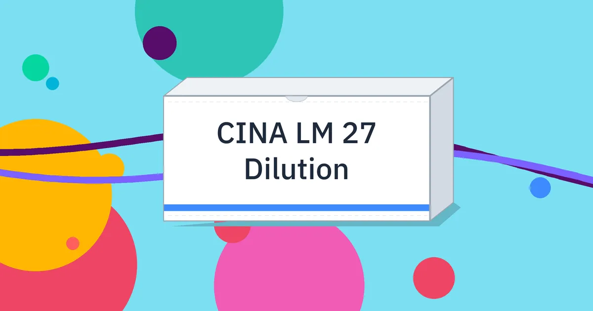 Symbolbild: Packung mit der Aufschrift CINA LM 27 Dilution (PZN 12819662) – Verfügbarkeit und Bezug in Apotheken in Frankfurt am Main