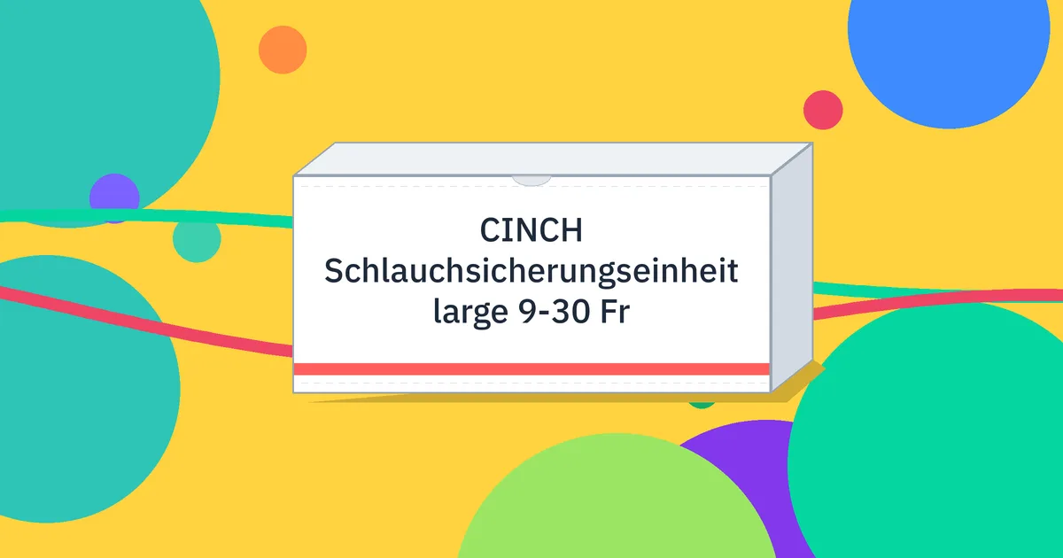 Symbolbild: Packung mit der Aufschrift CINCH Schlauchsicherungseinheit large 9-30 Fr (PZN 17601413) – Verfügbarkeit und Bezug in Apotheken in Frankfurt am Main