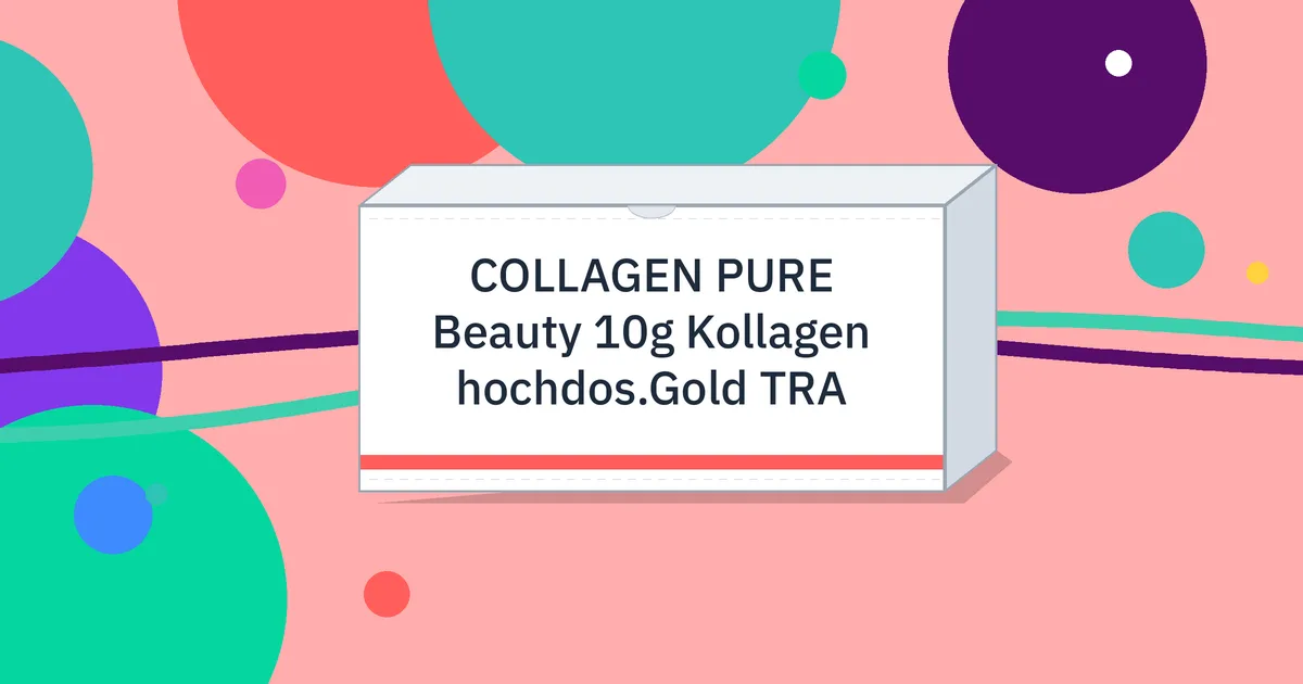 Symbolbild: Packung mit der Aufschrift COLLAGEN PURE Beauty 10g Kollagen hochdos.Gold TRA (PZN 16401385) – Verfügbarkeit und Bezug in Apotheken in Frankfurt am Main