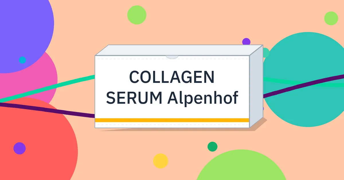 Symbolbild: Packung mit der Aufschrift COLLAGEN SERUM Alpenhof (PZN 20894117) – Verfügbarkeit und Bezug in Apotheken in Frankfurt am Main