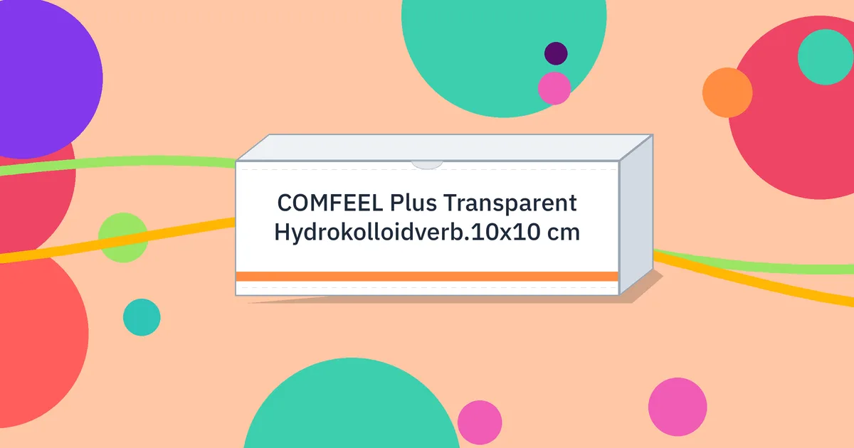 Symbolbild: Packung mit der Aufschrift COMFEEL Plus Transparent Hydrokolloidverb.10x10 cm (PZN 19699327) – Verfügbarkeit und Bezug in Apotheken in Frankfurt am Main