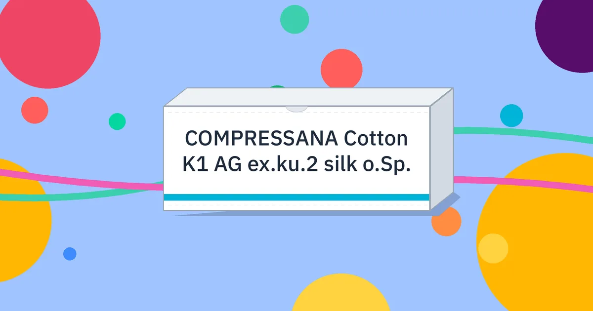 Symbolbild: Packung mit der Aufschrift COMPRESSANA Cotton K1 AG ex.ku.2 silk o.Sp. (PZN 11395094) – Verfügbarkeit und Bezug in Apotheken in Frankfurt am Main