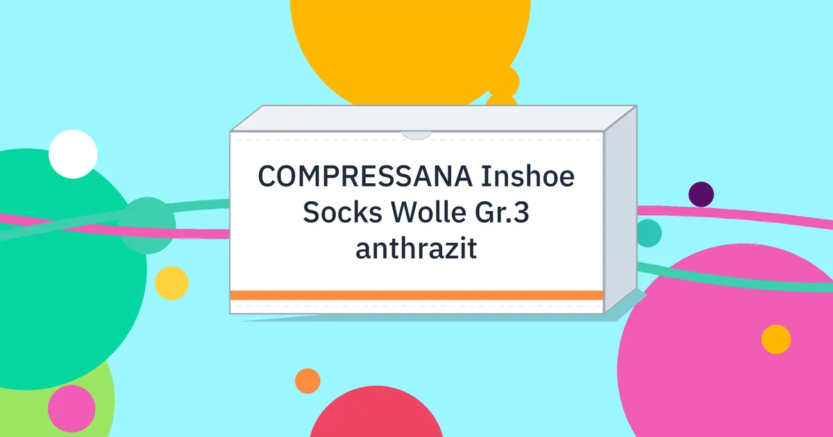 Symbolbild: Packung mit der Aufschrift COMPRESSANA Inshoe Socks Wolle Gr.3 anthrazit (PZN 09210928) – Verfügbarkeit und Bezug in Apotheken in Frankfurt am Main