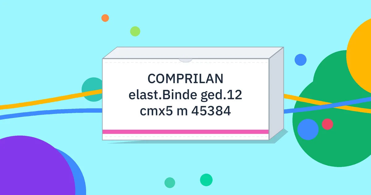 Symbolbild: Packung mit der Aufschrift COMPRILAN elast.Binde ged.12 cmx5 m 45384 (PZN 05490291) – Verfügbarkeit und Bezug in Apotheken in Frankfurt am Main