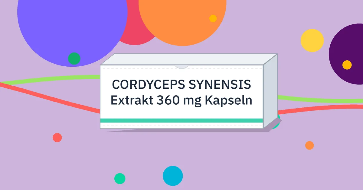 Symbolbild: Packung mit der Aufschrift CORDYCEPS SYNENSIS Extrakt 360 mg Kapseln (PZN 17190298) – Verfügbarkeit und Bezug in Apotheken in Frankfurt am Main
