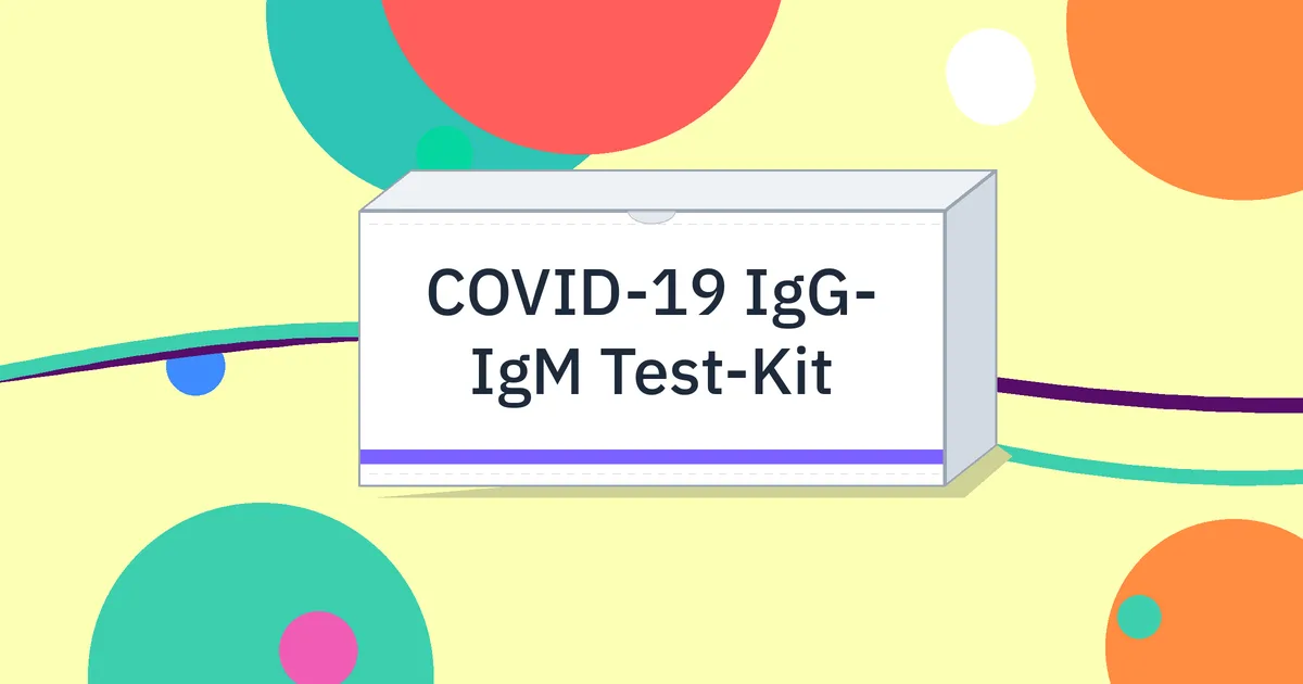 Symbolbild: Packung mit der Aufschrift COVID-19 IgG-IgM Test-Kit (PZN 17162267) – Verfügbarkeit und Bezug in Apotheken in Frankfurt am Main