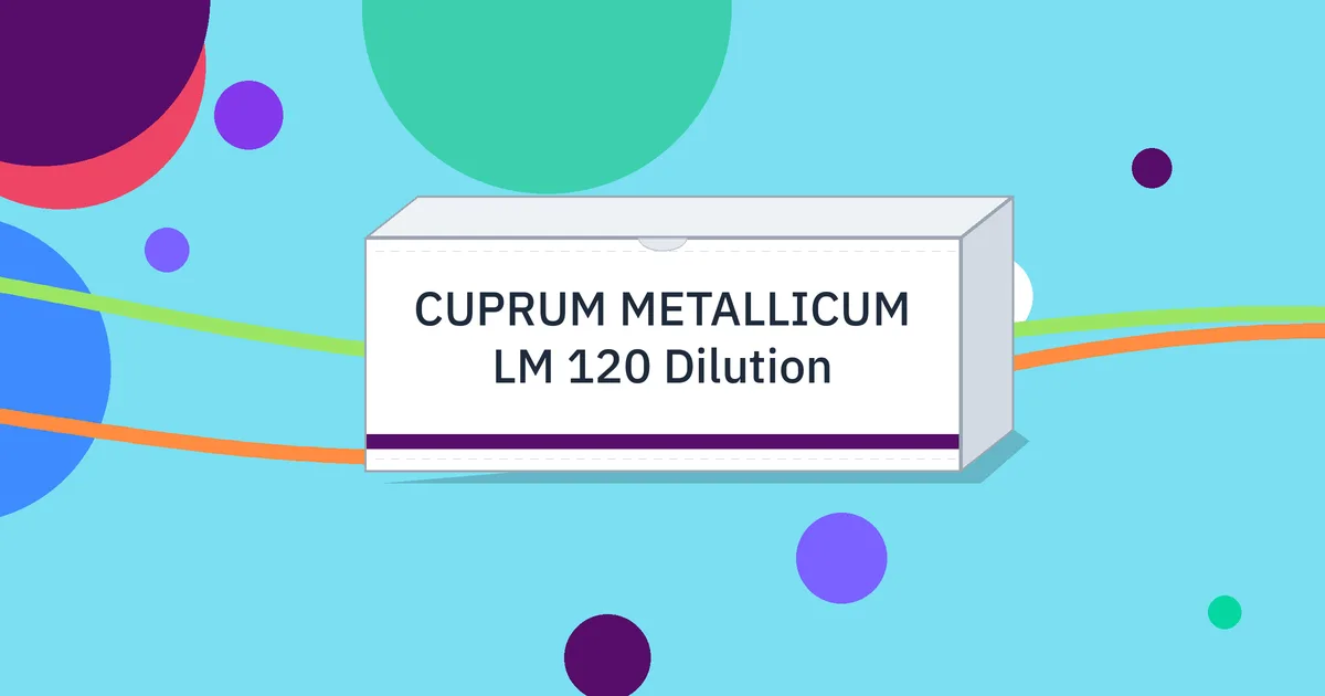 Symbolbild: Packung mit der Aufschrift CUPRUM METALLICUM LM 120 Dilution (PZN 12838429) – Verfügbarkeit und Bezug in Apotheken in Frankfurt am Main