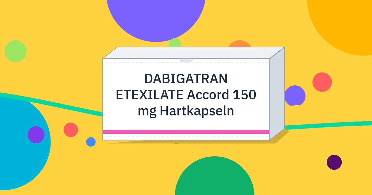 Symbolbild: Packung mit der Aufschrift DABIGATRAN ETEXILATE Accord 150 mg Hartkapseln (PZN 19439307) – Verfügbarkeit und Bezug in Apotheken in Frankfurt am Main