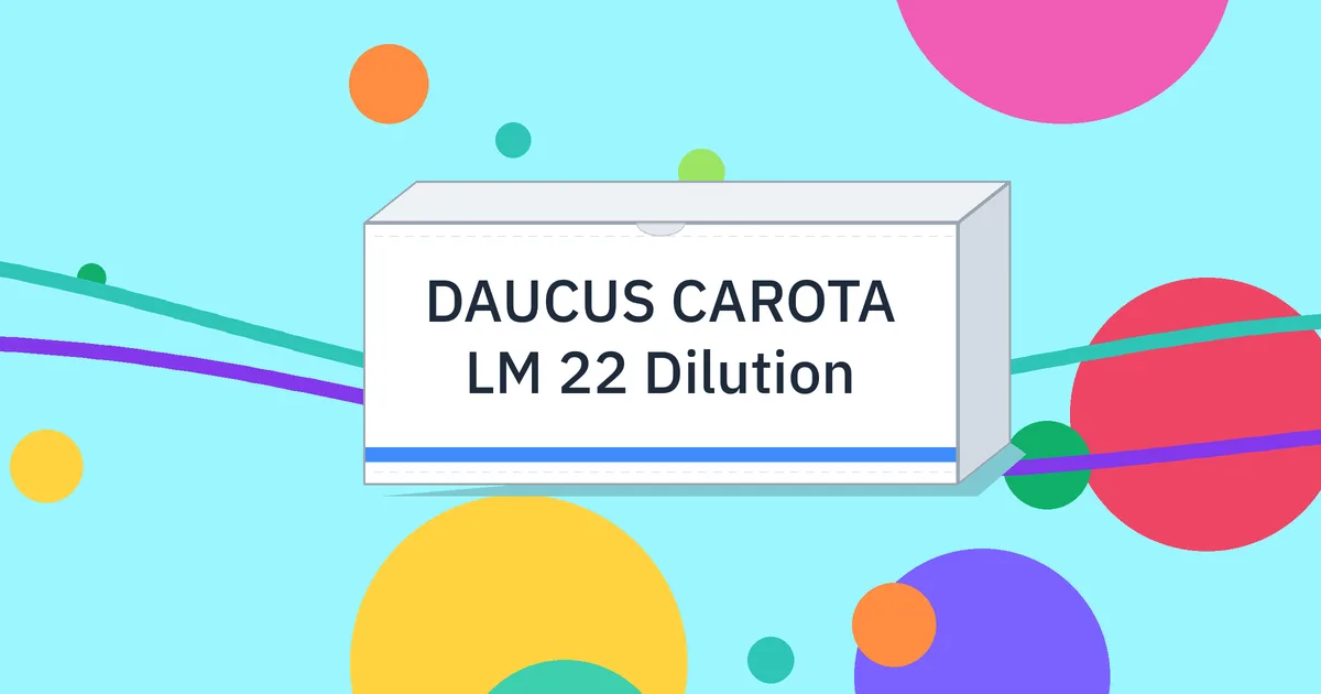 Symbolbild: Packung mit der Aufschrift DAUCUS CAROTA LM 22 Dilution (PZN 13462966) – Verfügbarkeit und Bezug in Apotheken in Frankfurt am Main