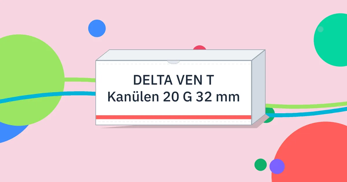 Symbolbild: Packung mit der Aufschrift DELTA VEN T Kanülen 20 G 32 mm (PZN 07757930) – Verfügbarkeit und Bezug in Apotheken in Frankfurt am Main