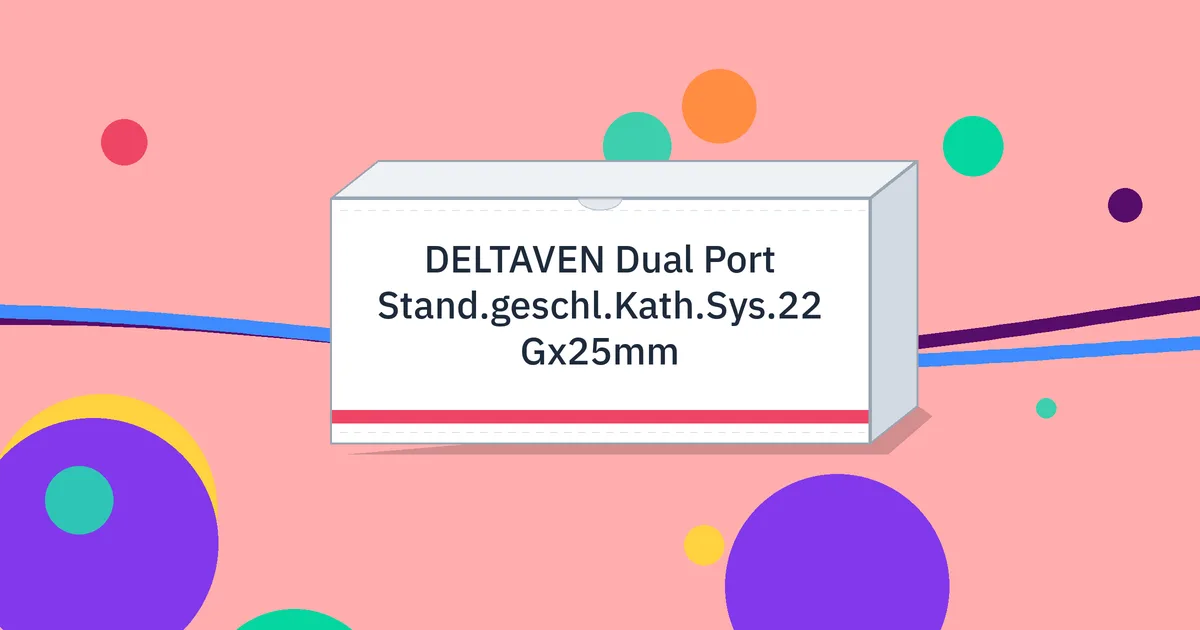 Symbolbild: Packung mit der Aufschrift DELTAVEN Dual Port Stand.geschl.Kath.Sys.22 Gx25mm (PZN 18873527) – Verfügbarkeit und Bezug in Apotheken in Frankfurt am Main