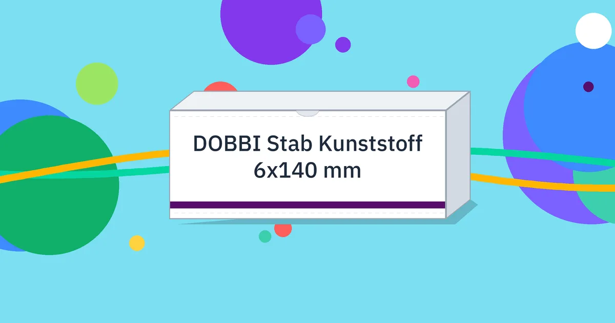 Symbolbild: Packung mit der Aufschrift DOBBI Stab Kunststoff 6x140 mm (PZN 05451670) – Verfügbarkeit und Bezug in Apotheken in Frankfurt am Main