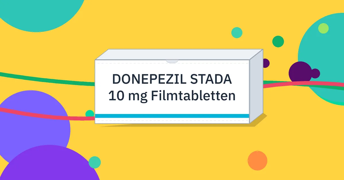 Symbolbild: Packung mit der Aufschrift DONEPEZIL STADA 10 mg Filmtabletten (PZN 09335280) – Verfügbarkeit und Bezug in Apotheken in Frankfurt am Main