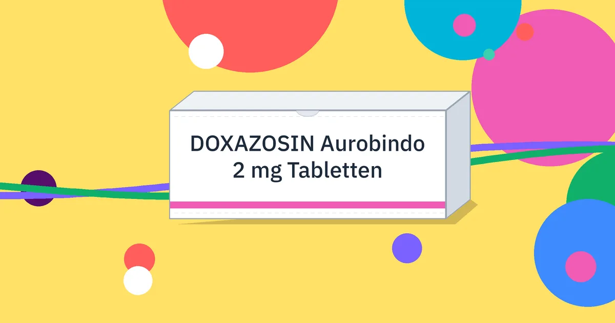 Symbolbild: Packung mit der Aufschrift DOXAZOSIN Aurobindo 2 mg Tabletten (PZN 09673611) – Verfügbarkeit und Bezug in Apotheken in Frankfurt am Main