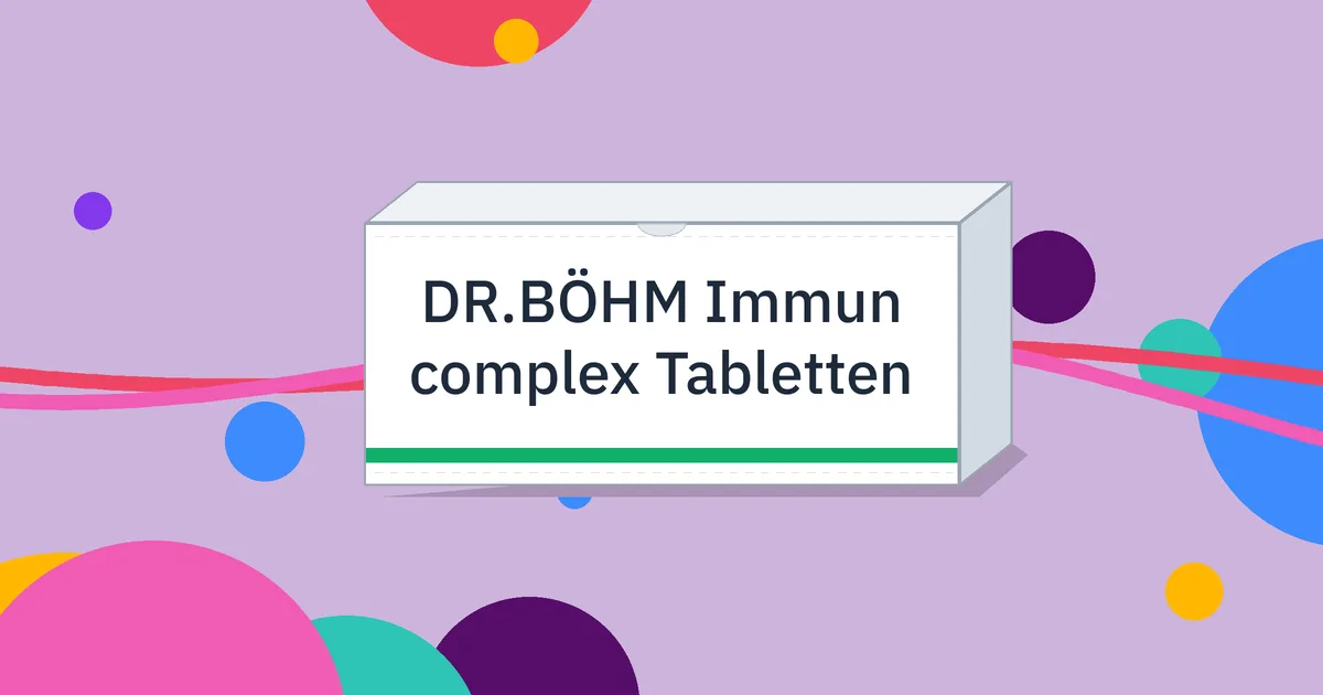 Symbolbild: Packung mit der Aufschrift DR.BÖHM Immun complex Tabletten (PZN 19383305) – Verfügbarkeit und Bezug in Apotheken in Frankfurt am Main