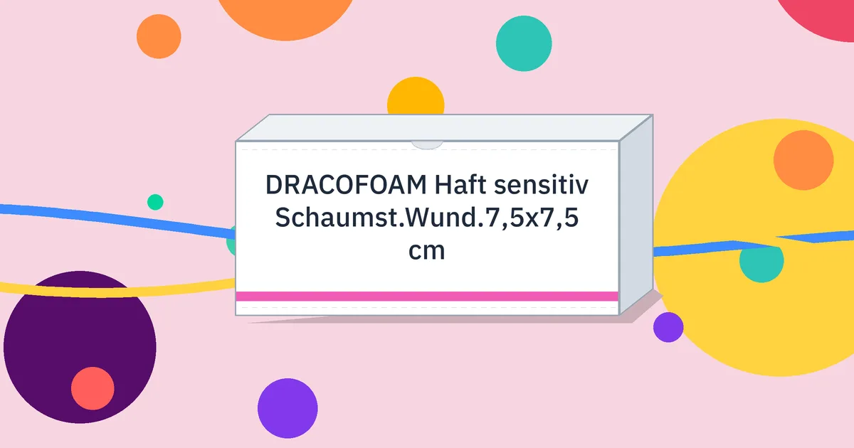 Symbolbild: Packung mit der Aufschrift DRACOFOAM Haft sensitiv Schaumst.Wund.7,5x7,5 cm (PZN 10342078) – Verfügbarkeit und Bezug in Apotheken in Frankfurt am Main